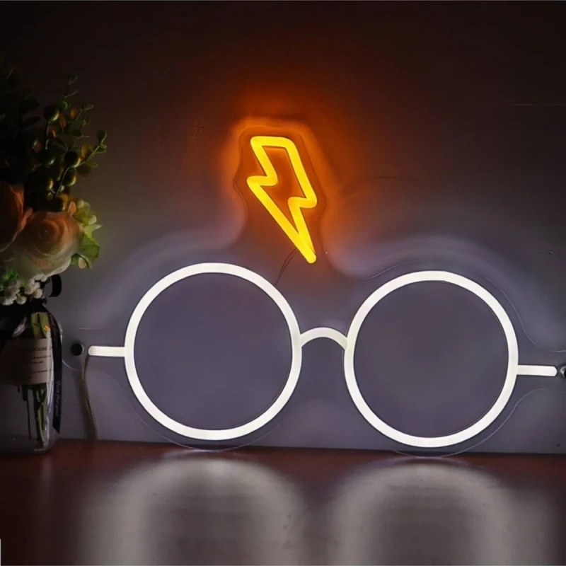 Harry Potter Gözlük Neon Led Işıklı Tablo